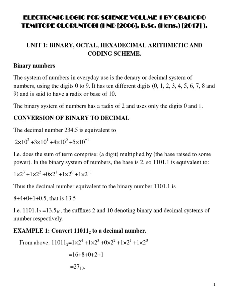 Electronic Logic for Science Volume 1 By | PDF | Bit | Binary Coded Decimal