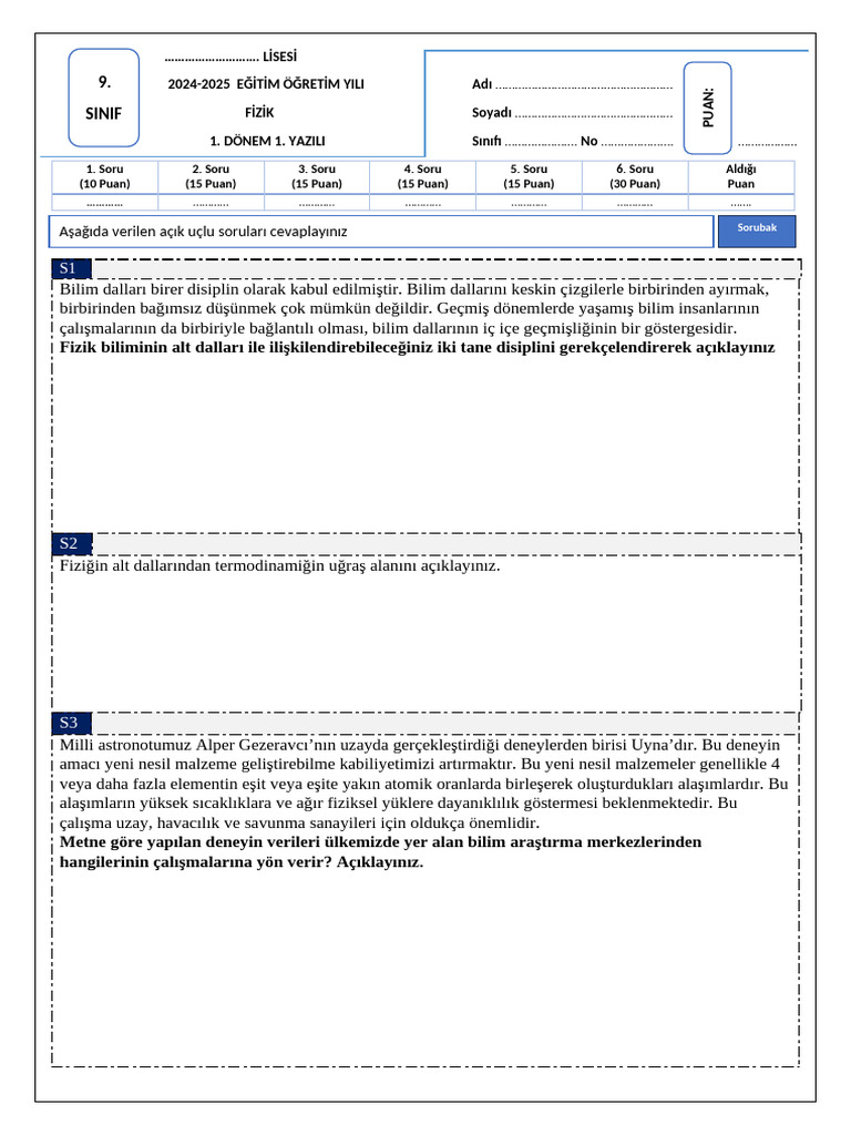 9 Sinif Fizik Sorubak Com 1d1y Dosya No 00360014 | PDF
