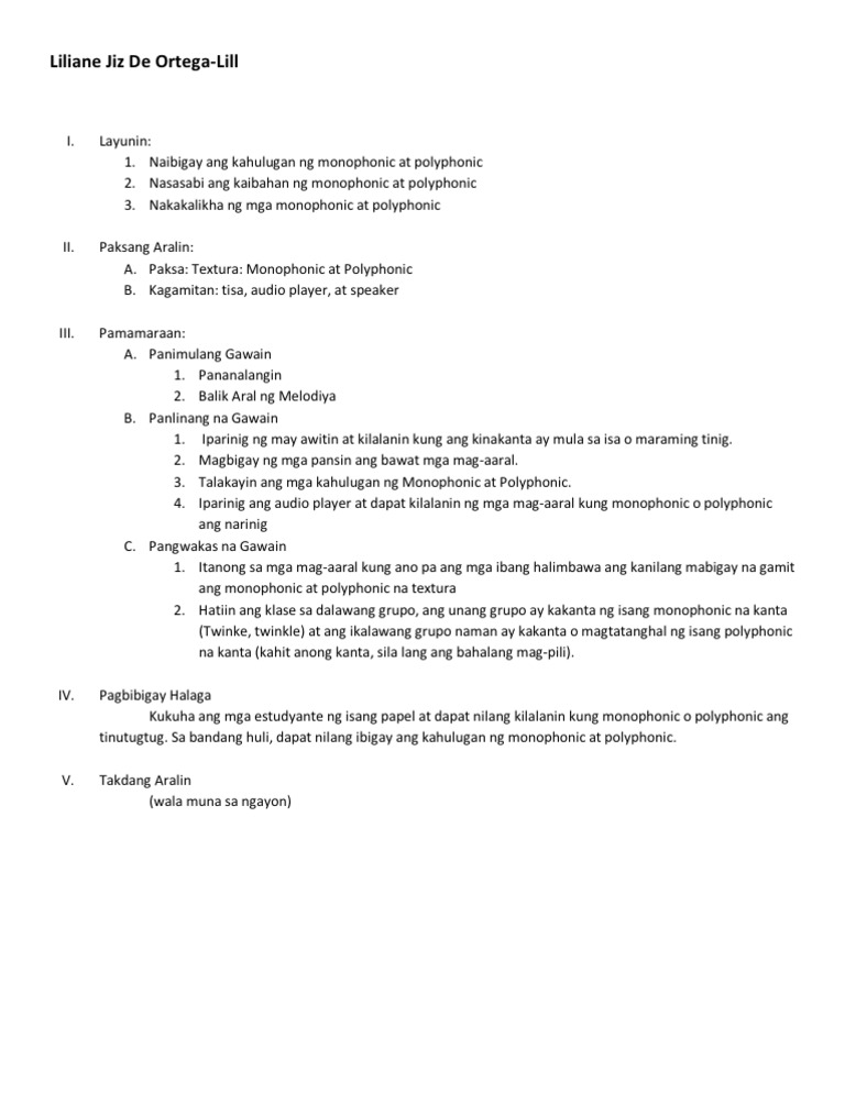 Tagalog Lesson Plan | PDF