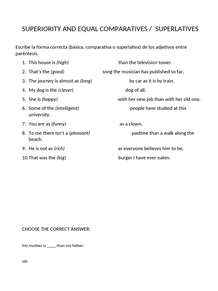 Superiority and Equal Comparatives | PDF | Poetry