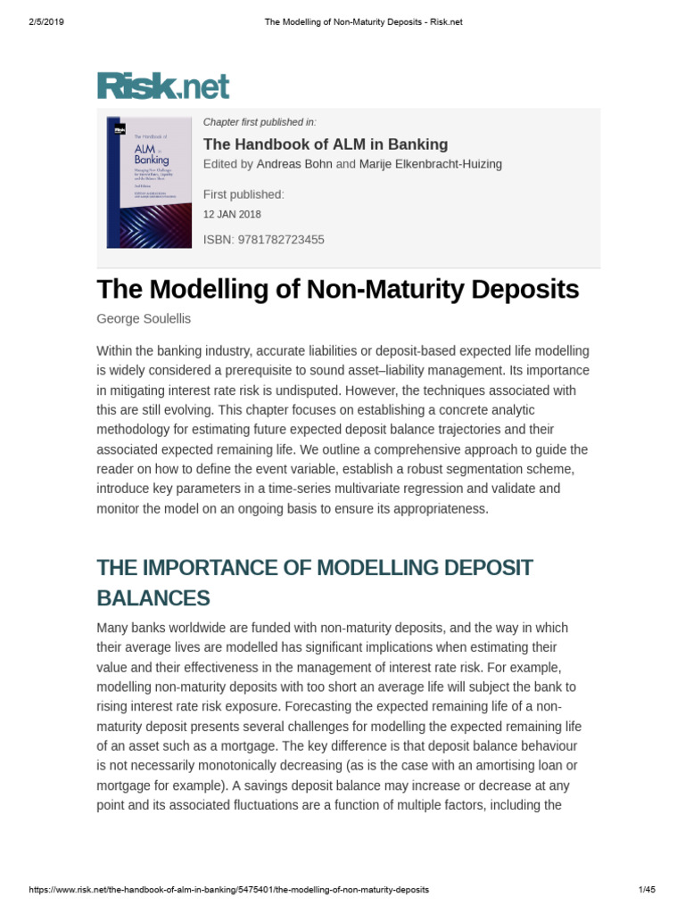The Modelling of Non-Maturity Deposits | PDF | Logistic Regression ...
