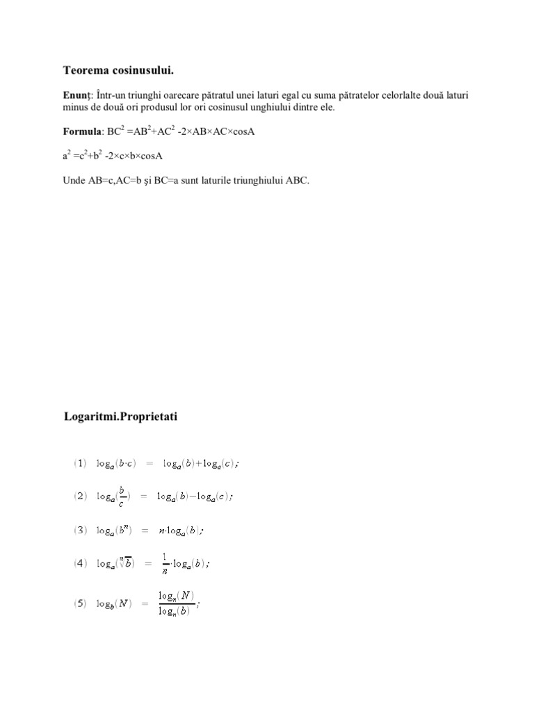 Teorema Cosinusului | PDF