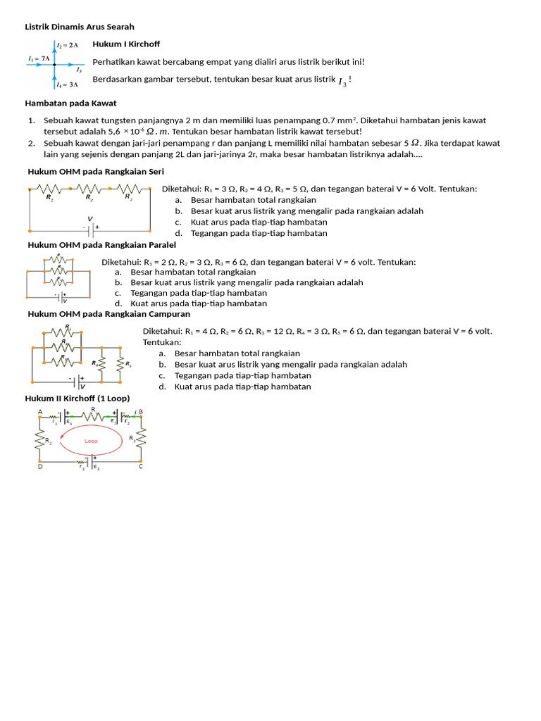 Latihan Soal Listrik Dinamis Arus Searah | PDF