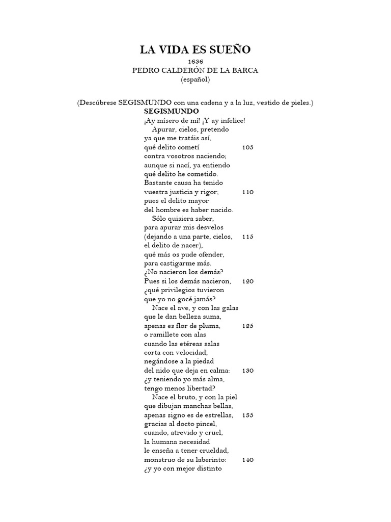 Poesía de Calderón: La Vida es Sueño | PDF | Poesía