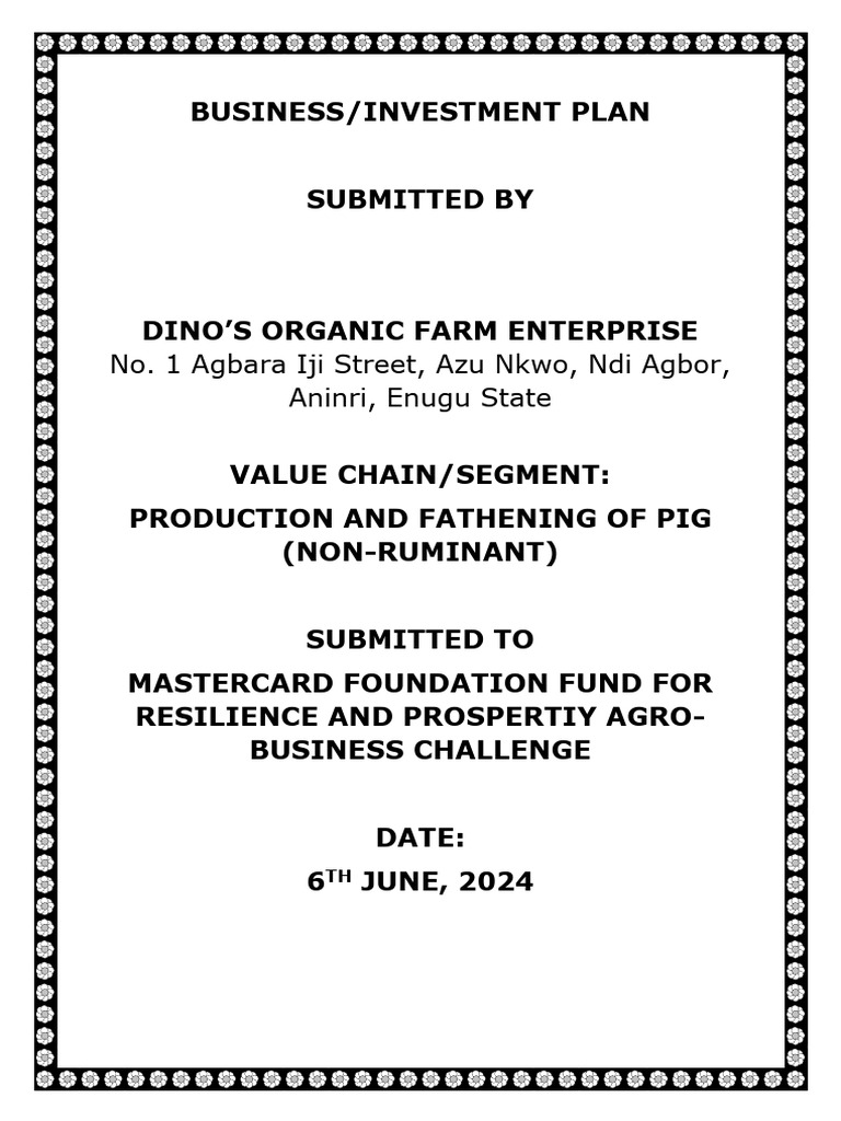 Dino's Organic Farm Pig Farming Plan | PDF | Technology & Engineering