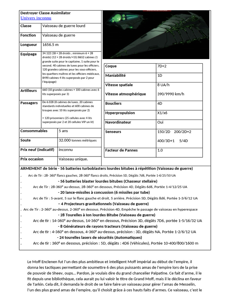 Destroyer Classe Assimilator : Caractéristiques et Histoire | PDF ...