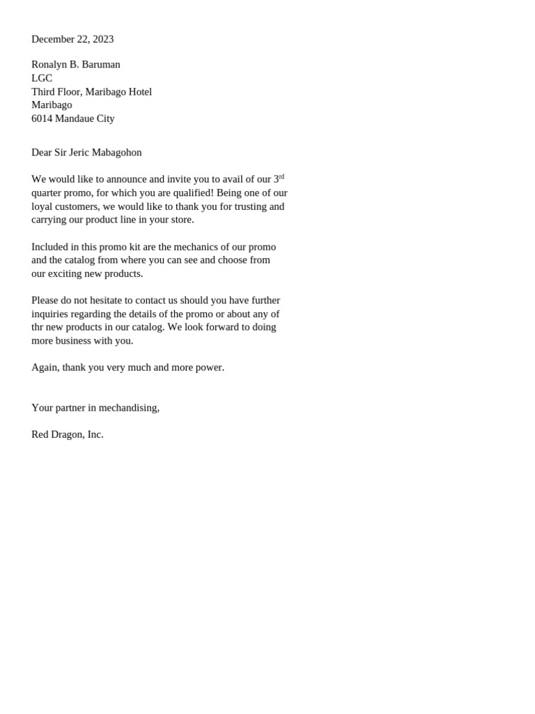 Ict Letter Ronalyn Baruman | PDF