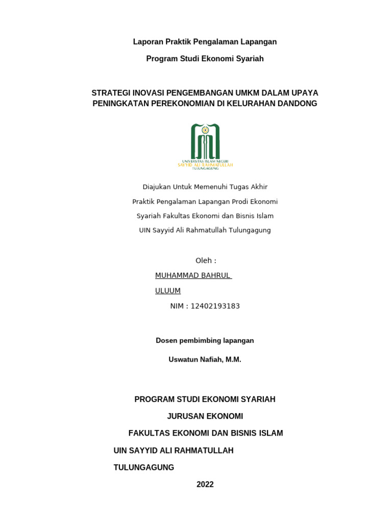 Muhammad Bahrul Uluum - Laporan PPL | PDF | Karier & Perkembangan | Bisnis