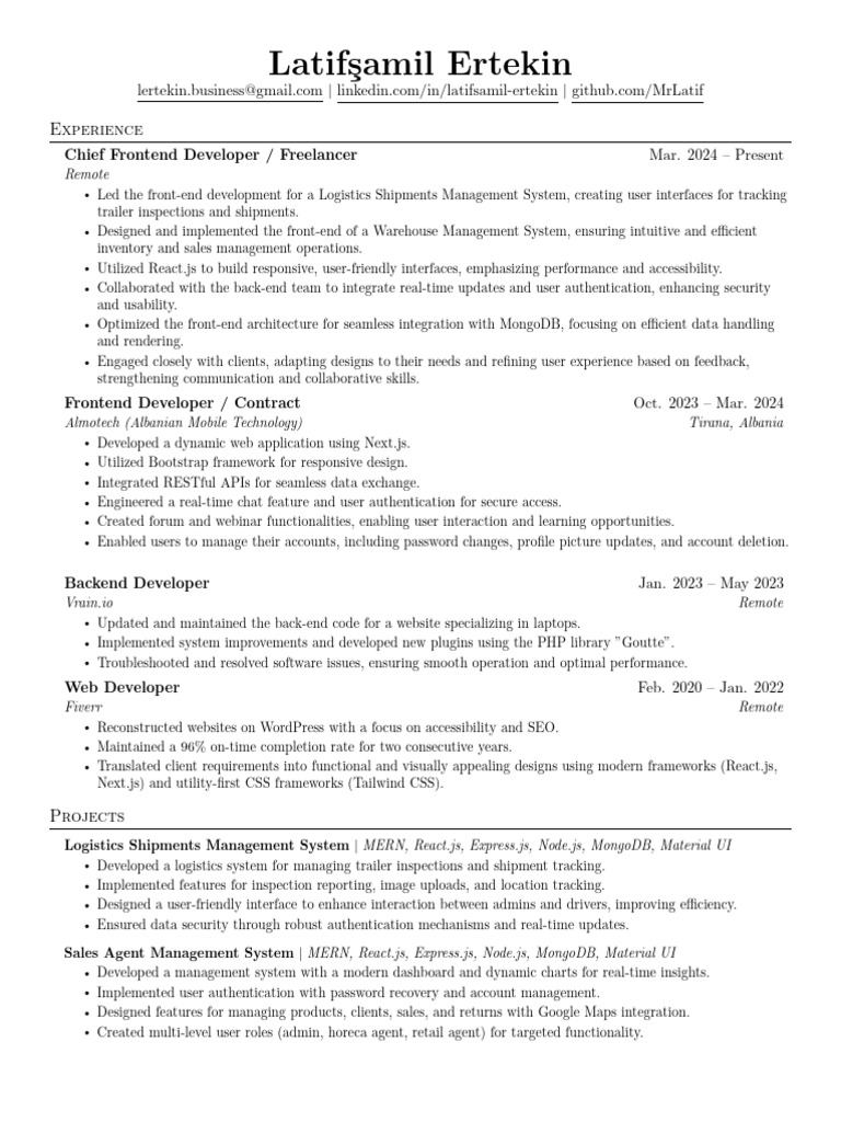 LatifsamilErtekin Resume | PDF | Usability | Computing