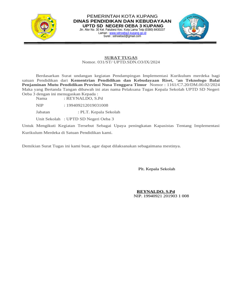 Surat Tugas Pembina Pramuka | PDF