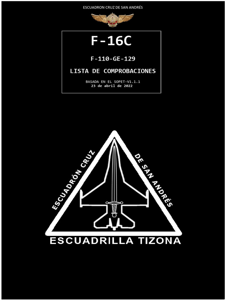F-16C Cruz de San Andrés Checklist | PDF | Aerospace | Aircraft