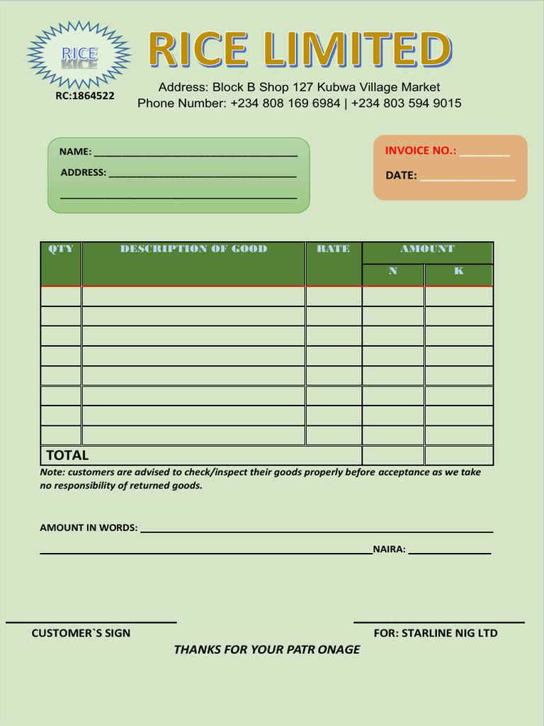 Invoices Rice | PDF | Payments
