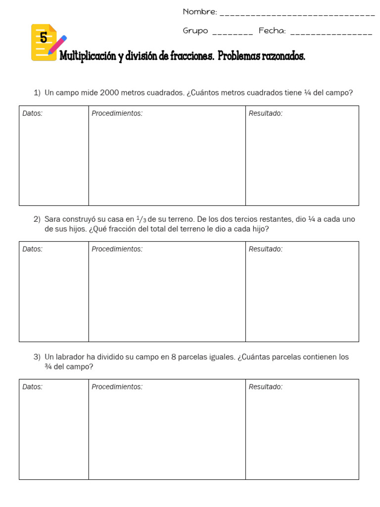 Problemas de fracciones resueltos | PDF
