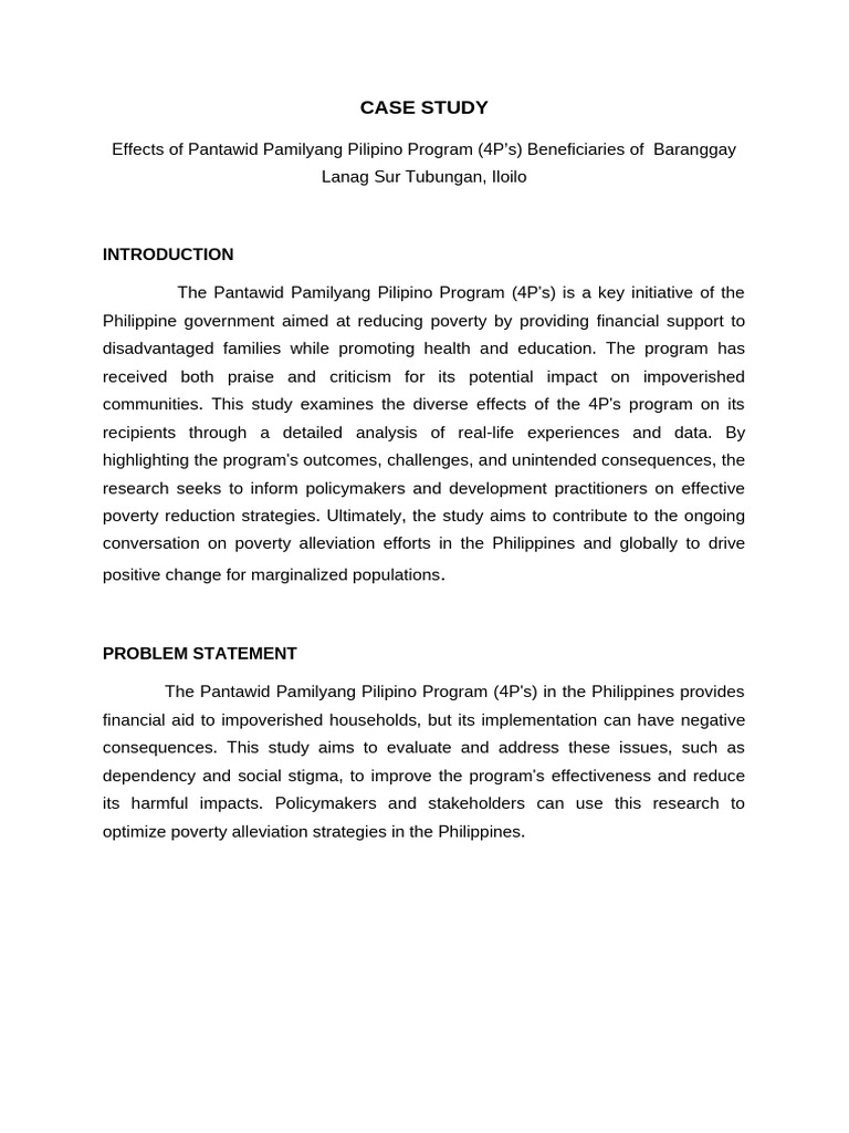 Case Study | PDF | Poverty Reduction | Poverty