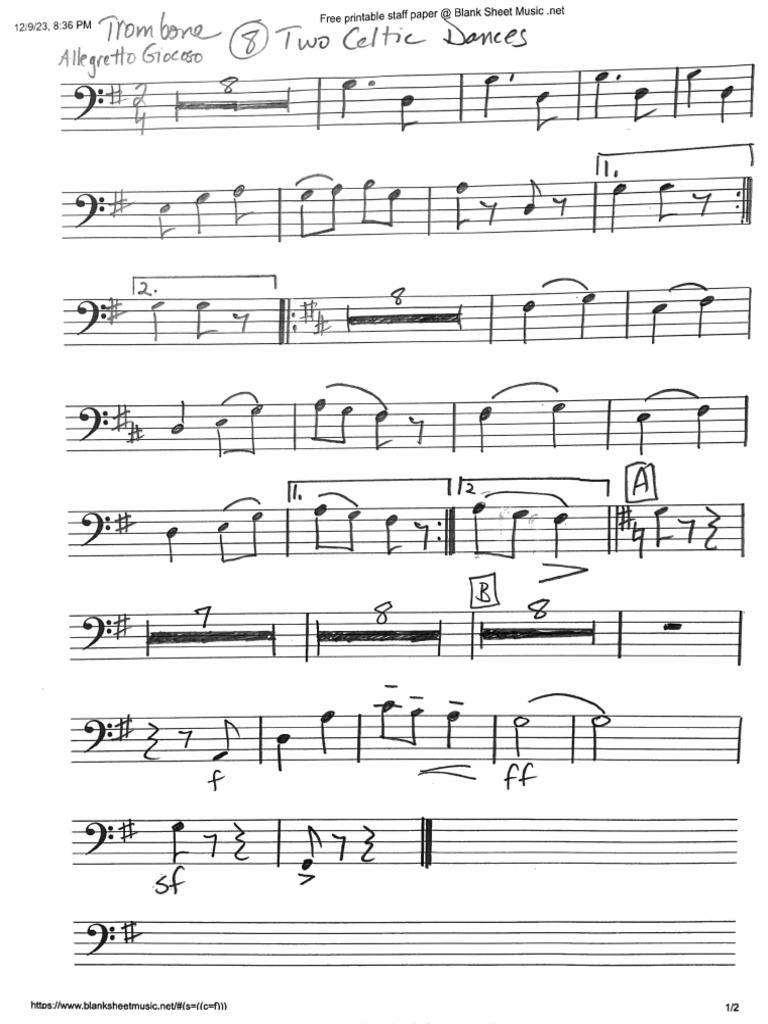 Folksongs and Dances Trombone Parts | PDF