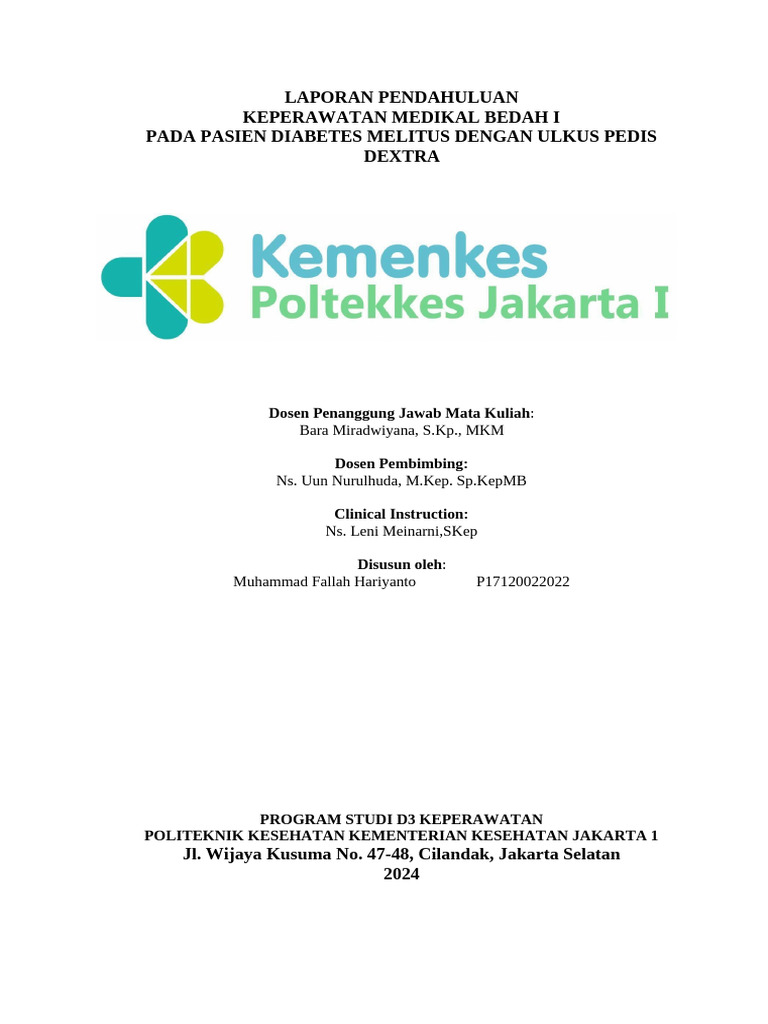 LP Kasus Individu Minggu 2 - Ulkus Pedis PKK KMB I | PDF