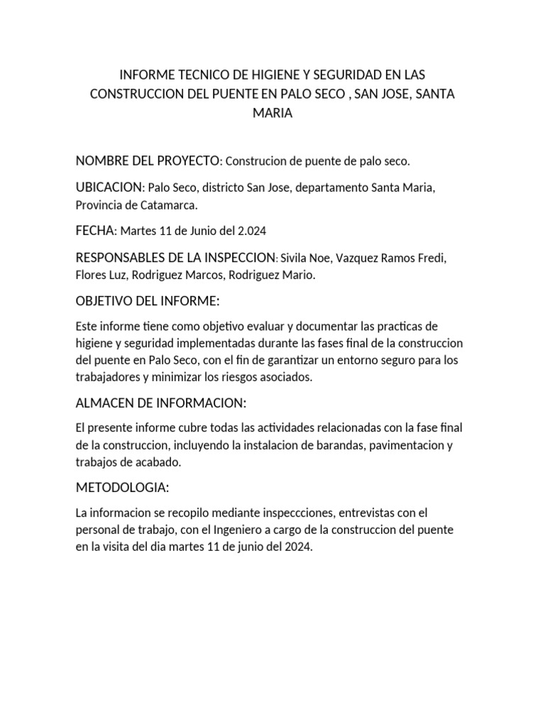 Seguridad en la Construcción del Puente Palo Seco | PDF | Hormigón ...