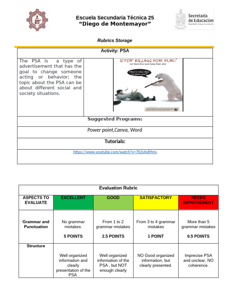 Rúbrica Canva- PSA | PDF | Human Communication | Cognitive Science