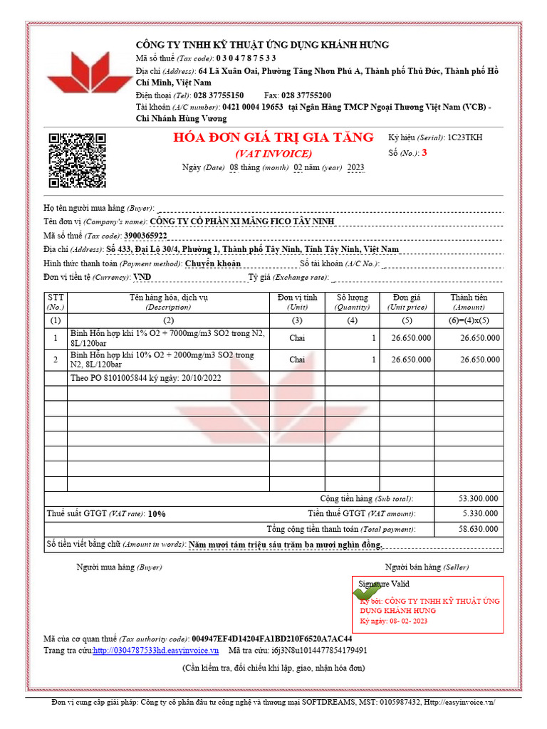 Hoadon 0304787533 1C23TKH 3 | PDF