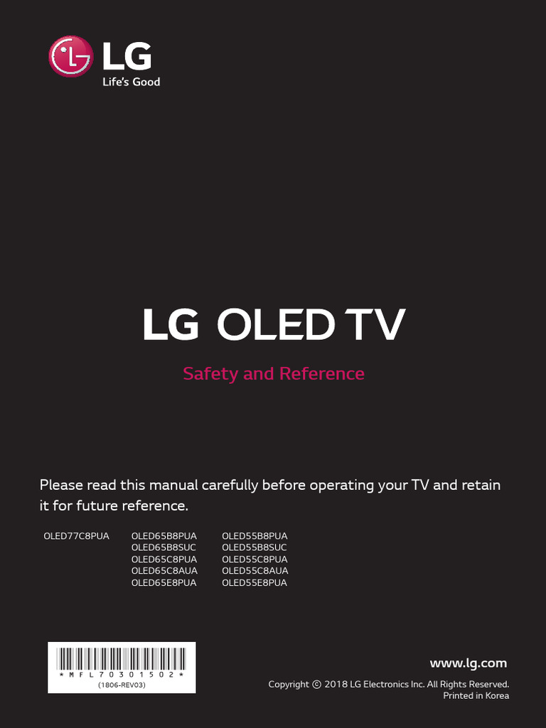 LG OLED TV User Manual and Safety Guide | PDF | Ac Power Plugs And ...