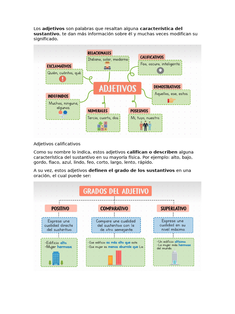Clases y Tipos de Adjetivos | PDF | Adjetivo | Unidades Semánticas