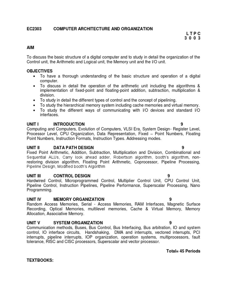 Ec2303 Computer Architecture and Organization | PDF | Central ...