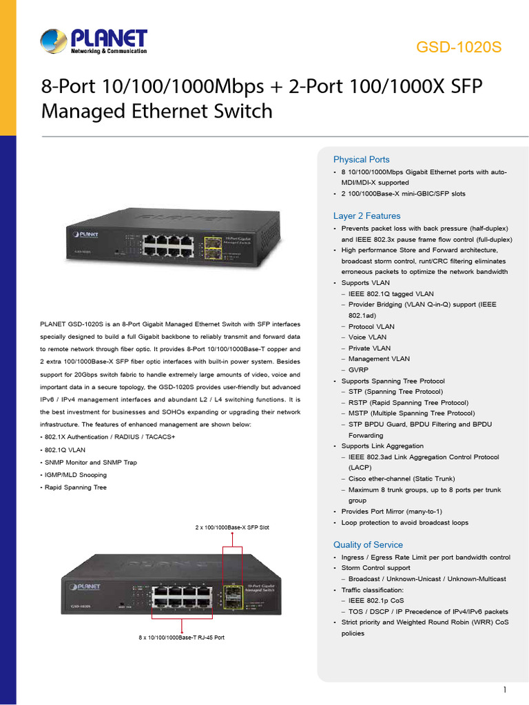 C-GSD-1020S_s | PDF | Computer Network | Port (Computer Networking)