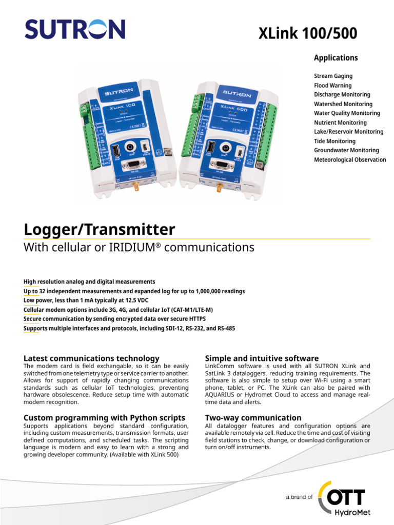 Sutron-XLink 100 500-Datasheet | PDF | Modem | Internet Of Things