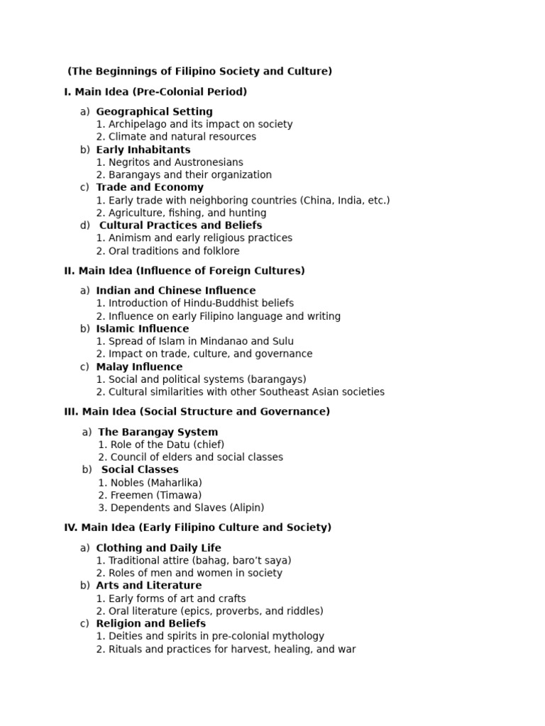 The Beginnings of Filipino Society and Culture | PDF | History ...