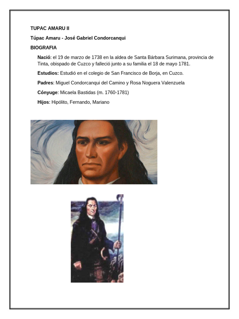 Tupac Amaru Ii | PDF | Viajes y turismo