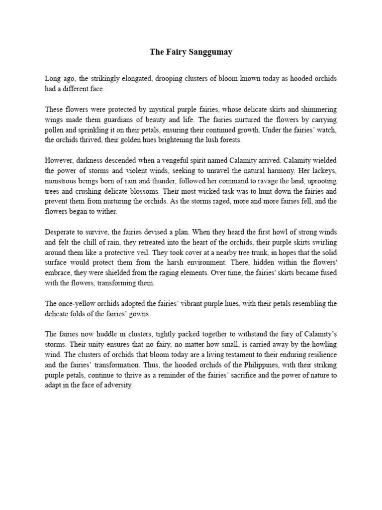 Synopsis - The Fairy Sanggumay | PDF