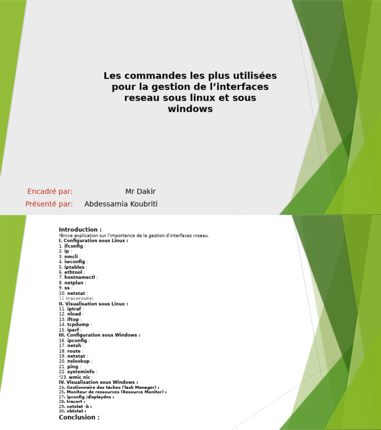 Les Commandes Les Plus Utilisées Pour La Gestion de L'interfaces Reseau Sous Linux Et Sous ...