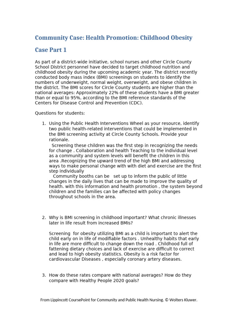 Childhood Obesity Health Promotion Strategies | PDF | Body Mass Index ...