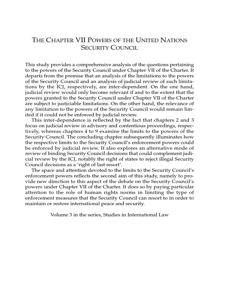 The Chapter VII Powers of The United Nations Security Council | PDF ...