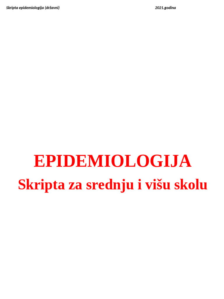 Skripta Sređena Epidemiologija | PDF