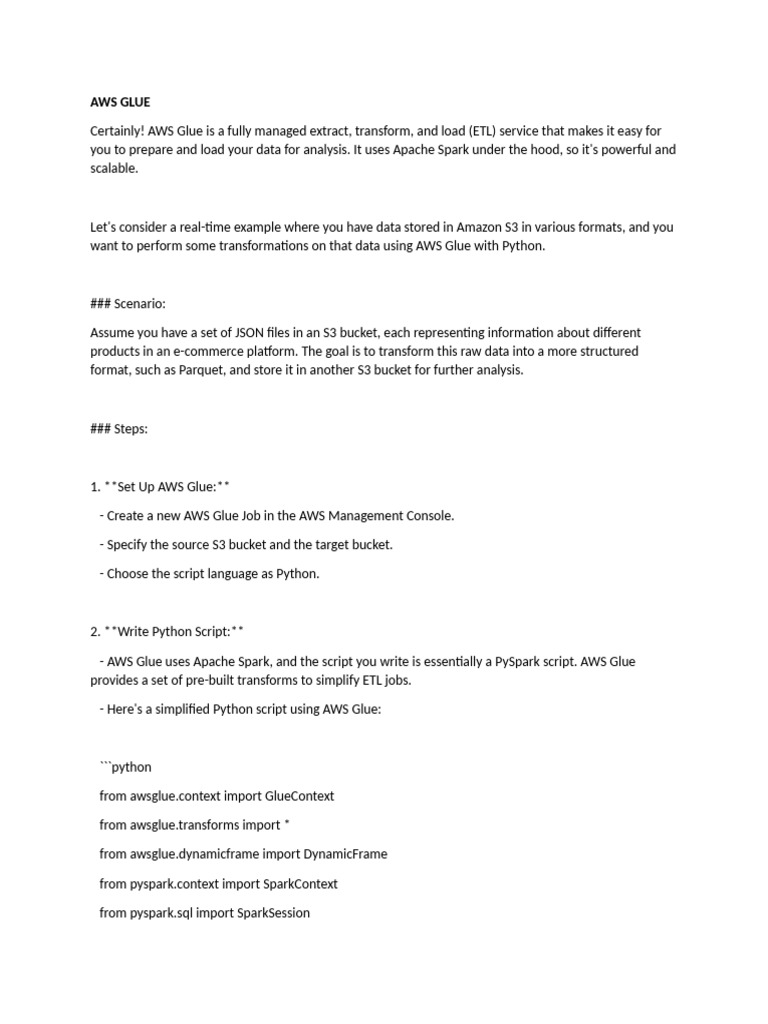 AWS GLUE | PDF | Apache Spark | Information Retrieval