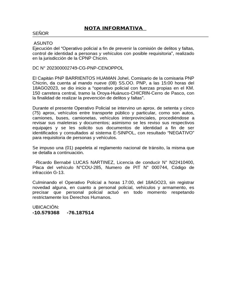 Nota Informativa | PDF | Gobierno