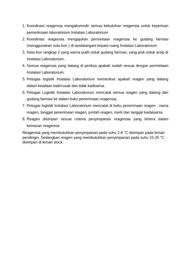 Koordinasi Reagensia Mengakomodir Semua Kebutuhan Reagensia Untuk ...