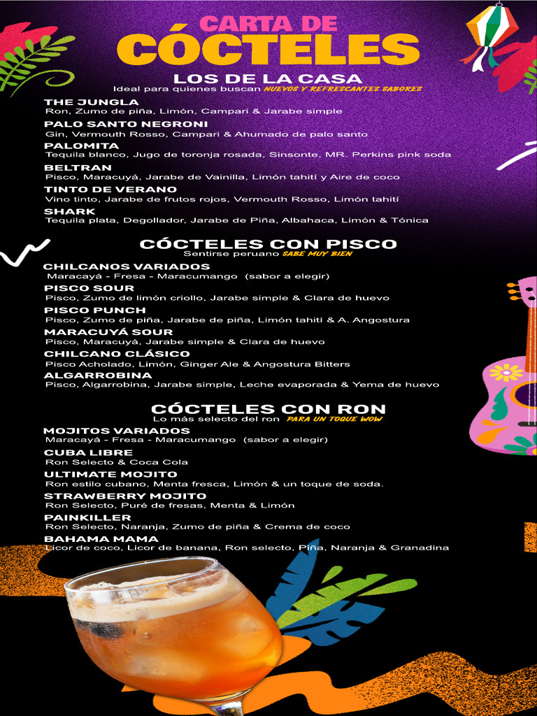 Carta de Cócteles Variados | PDF