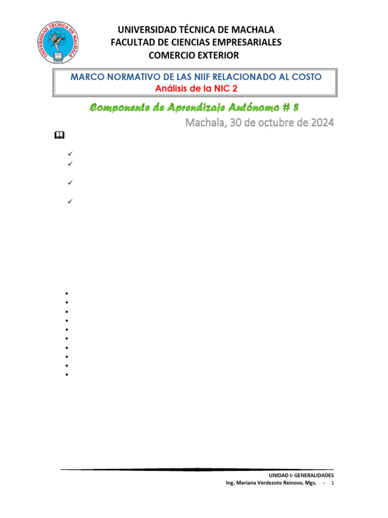 CAA 8 - Ejercicio Análisis de la NIC 2-1 | PDF | Business | Economias