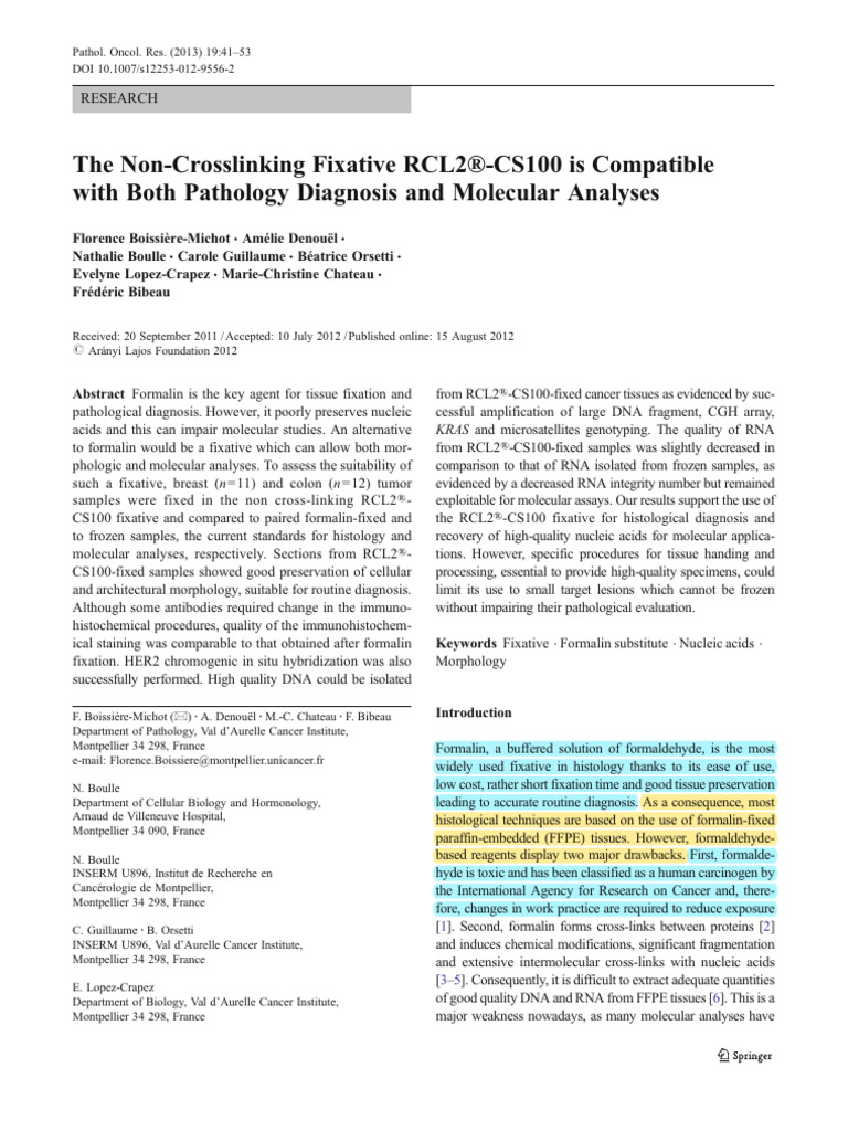 The Non-Crosslinking Fixative RCL2®-CS100 Is Compatible | PDF ...