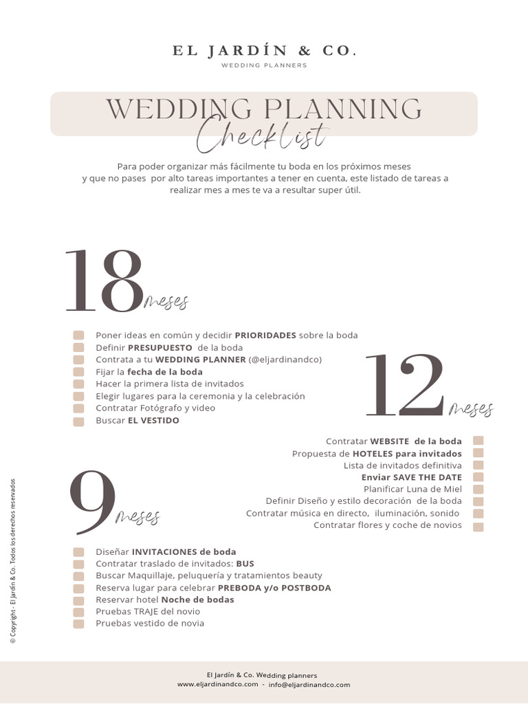 Wedding Planning Checklist | PDF | Boda | Ocasiones relacionadas con la ...