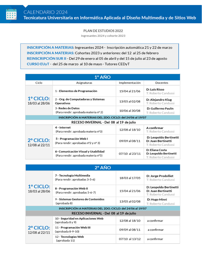 Calendario WEB 2024 | PDF | Informática | Software