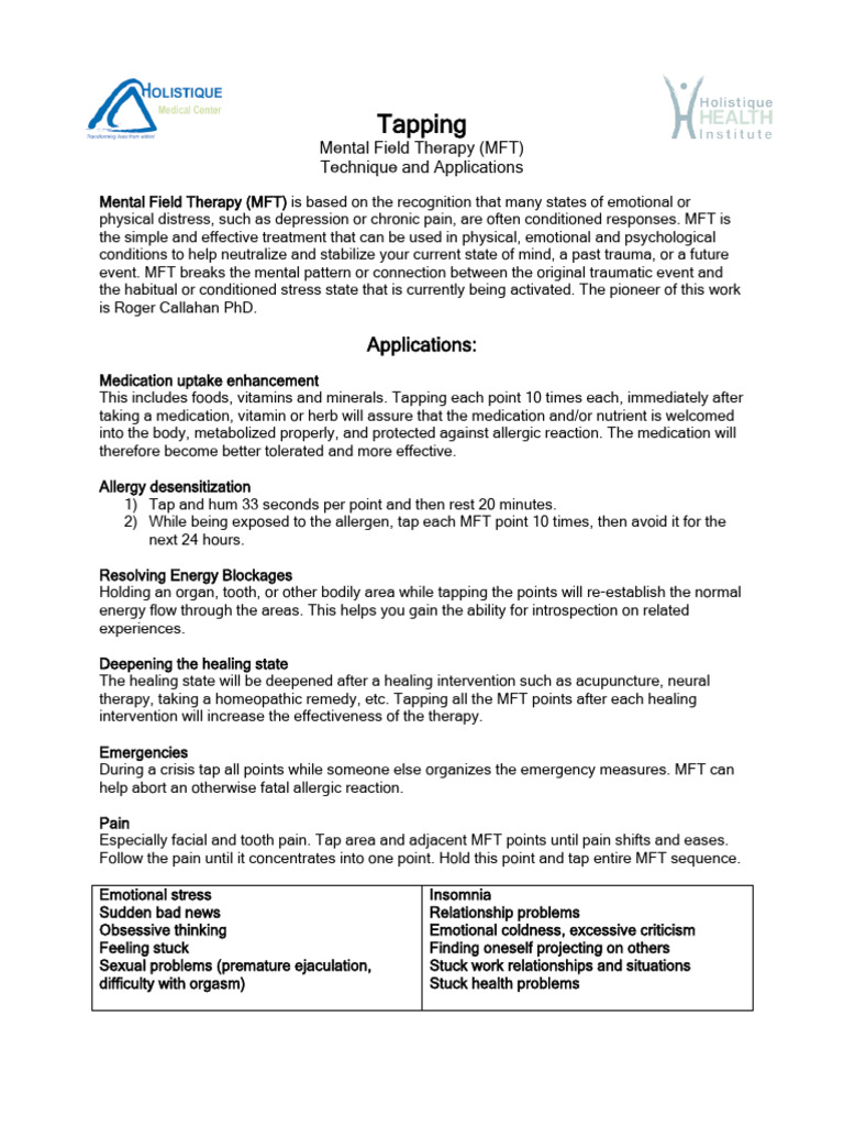 Tapping Handout 2 | PDF | Psychological Trauma | Allergy