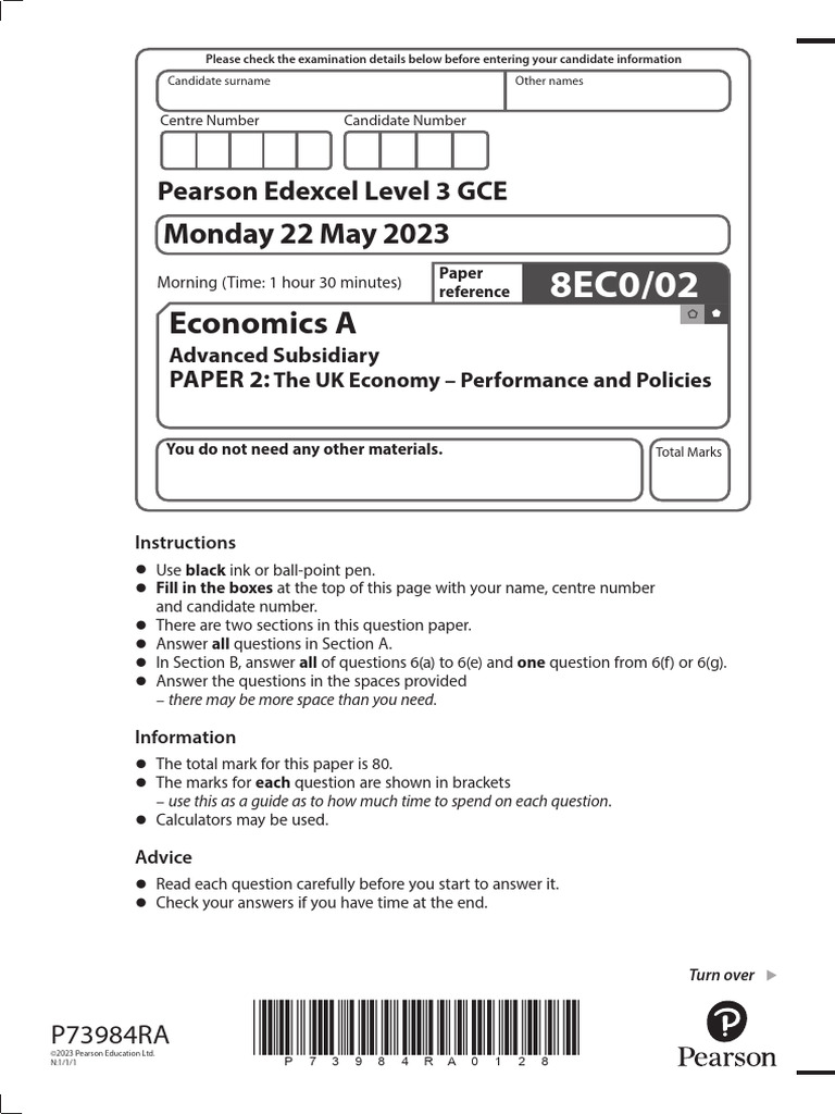 Edexcel As Level 2023 Economics A 8ec0 Question Paper 2 | PDF | Taxes ...