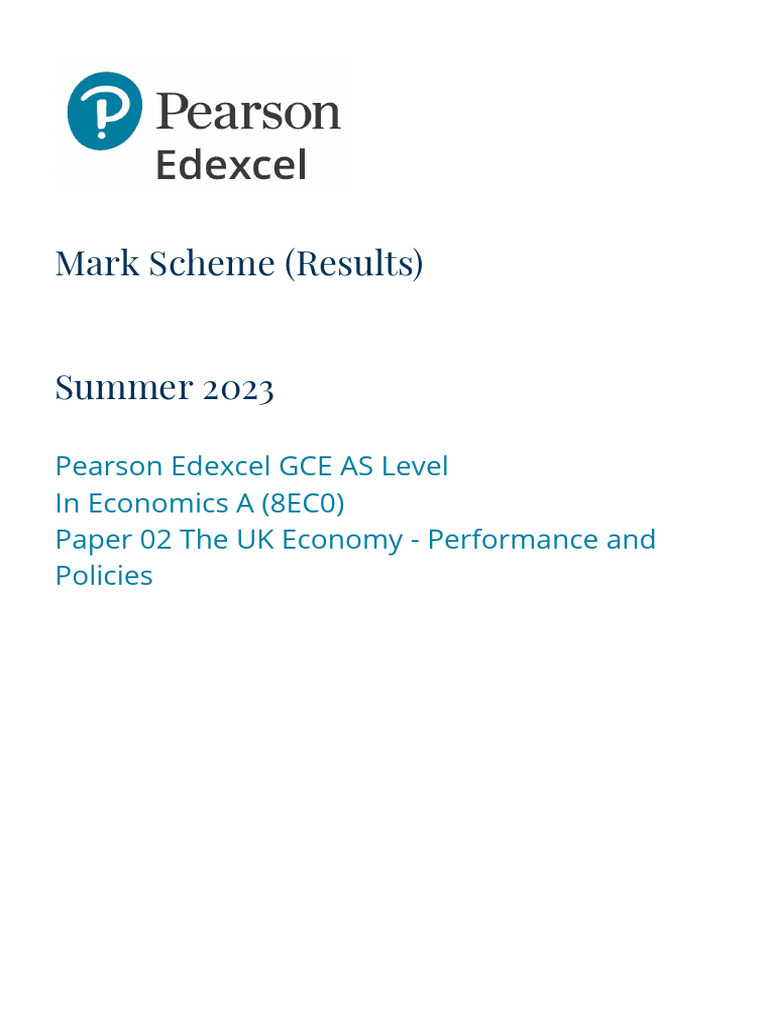 Edexcel As Level 2023 Economics A 8ec0 Markscheme 2 | PDF | Cost Of ...