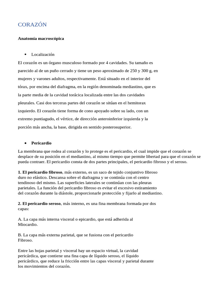 Generalidades Del Corazon Humano | PDF | Corazón | Ventrículo (corazón)