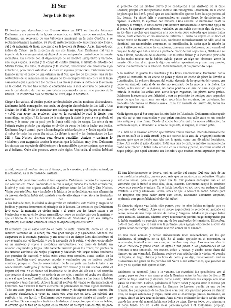 El Sur Jorge Luis Borges | PDF
