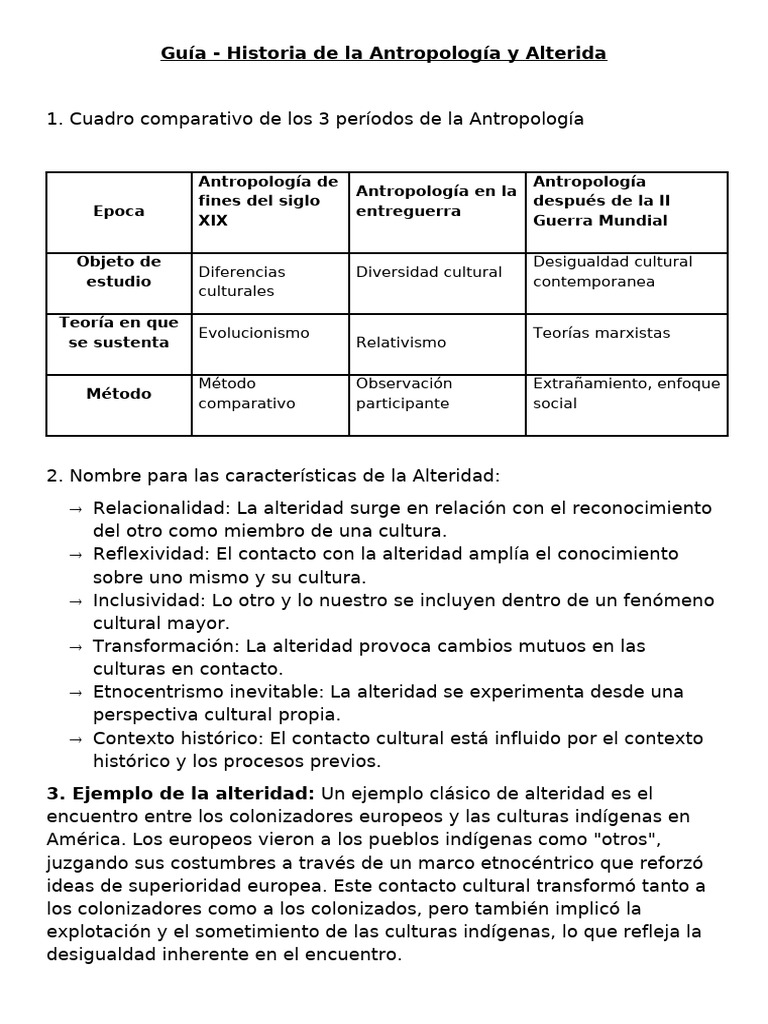 Historia de la Antropología y Alteridad | PDF
