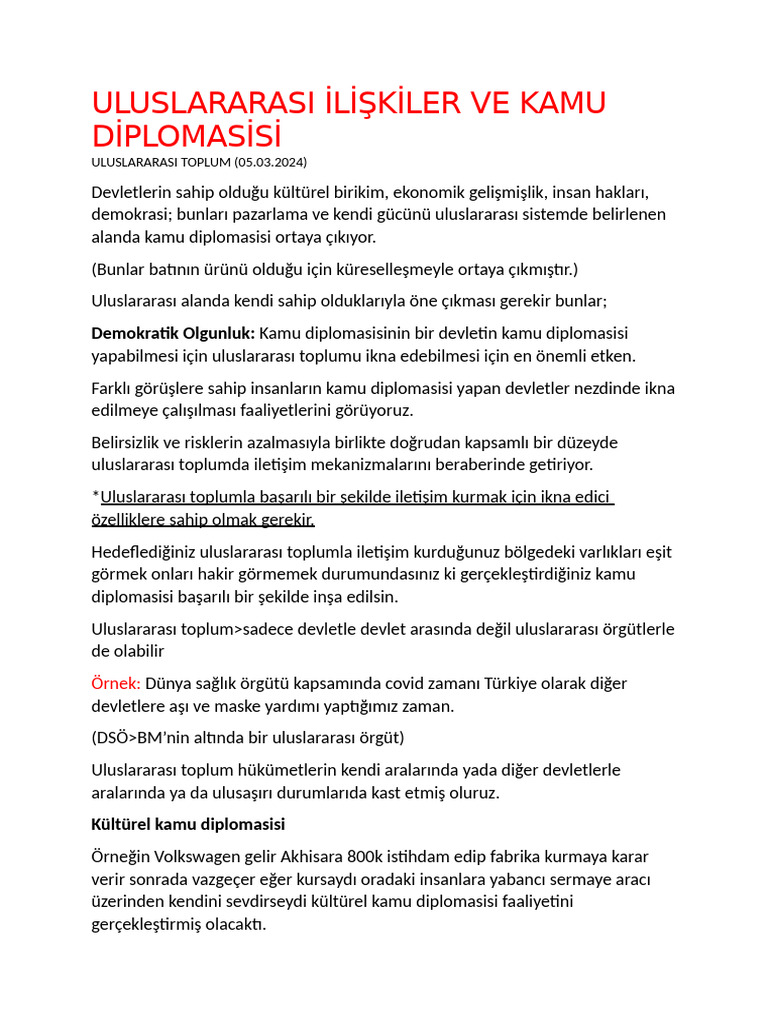 Uluslararasi İli̇şki̇ler Ve Kamu Di̇plomasi̇si̇ | PDF